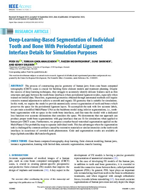 pdf deep learning based segmentation of individual tooth and bone