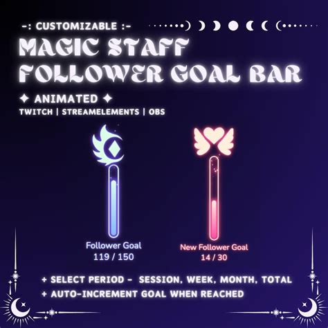 twitch goal bar follower goal widget glowing animated magic staff