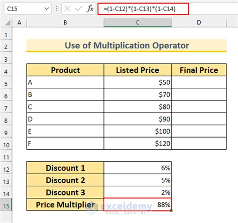 How To Calculate Multiple Discounts In Excel 4 Easy Methods