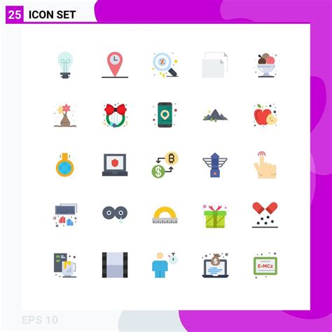 Editable Vector Line Pack Of 25 Simple Flat Colors Of Ice Cream Dessert Finance Cafe Document