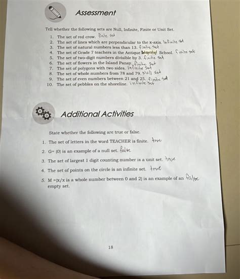 Assessmenttell Whether The Following Sets Are Null Infinite Finite Or Unit Set1 The Set Of Red