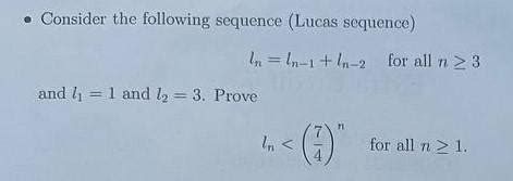 Solved Consider The Following Sequence Lucas Sequence Chegg Com