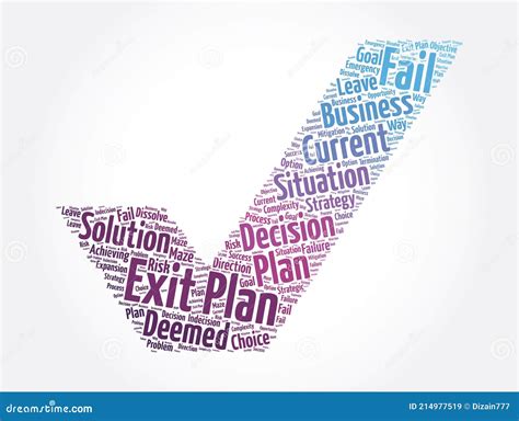 exit plan check mark word cloud collage business concept background