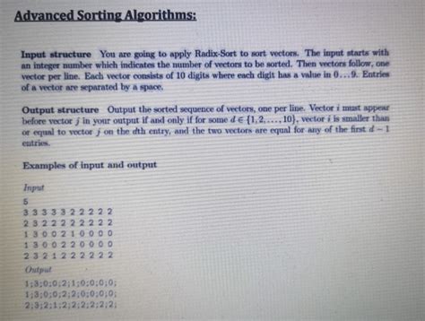 solved advanced sorting algorithms input structure you are