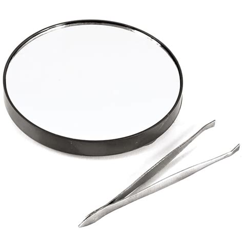 Magnifying Mirror And Tweezer Travel Size Beauty Cosmetic Kit With 10x