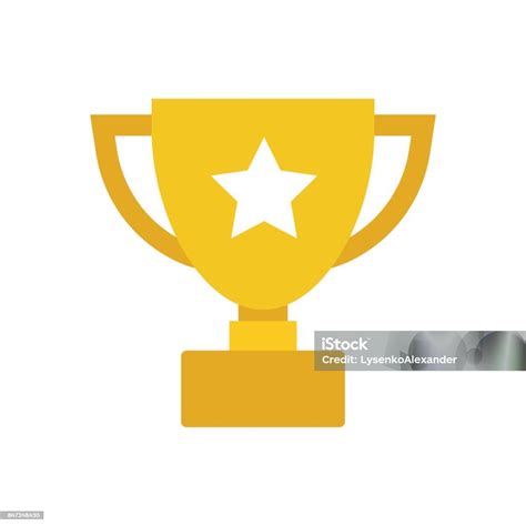 트로피 컵 평면 벡터 아이콘입니다 간단한 상자 기호입니다 골드 그림 흰색 배경에 고립입니다 1에 대한 스톡 벡터 아트 및 기타