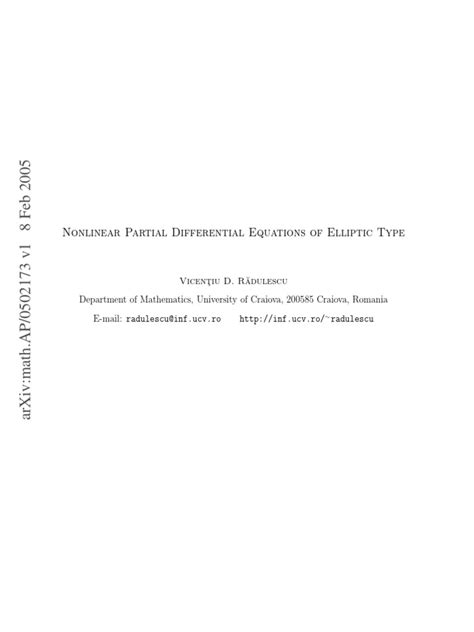 Nonlinear Pdes Of Elliptic Type Pdf Partial Differential Equation Differential Equations