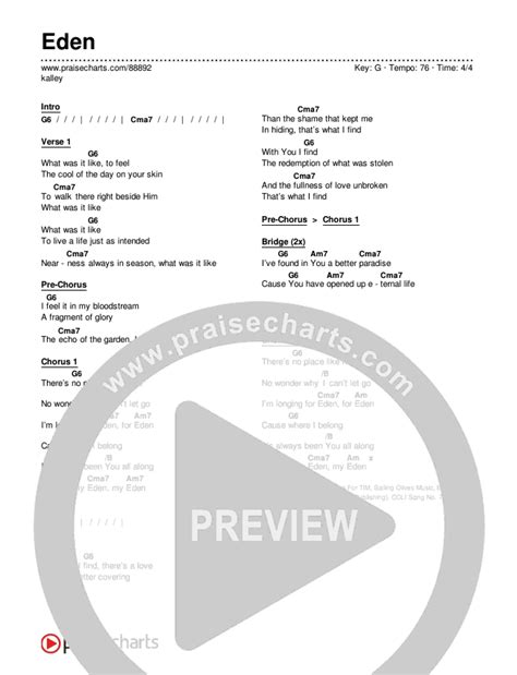 Eden Chords Pdf Kalley Praisecharts