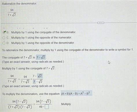 [answered] Rationalize The Denominator B Multiply By 1 Using The Kunduz