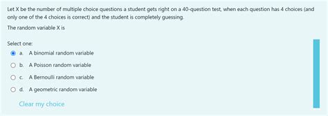 Solved Let X Be The Number Of Multiple Choice Questions A Chegg Com