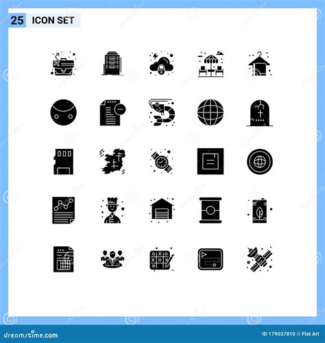 User Interface Pack Of 25 Basic Solid Glyphs Of Beach Towel Park Hotel Water Security Stock