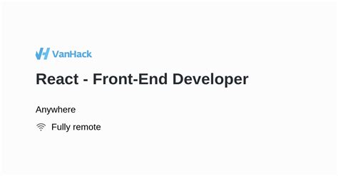 react front end developer vanhack