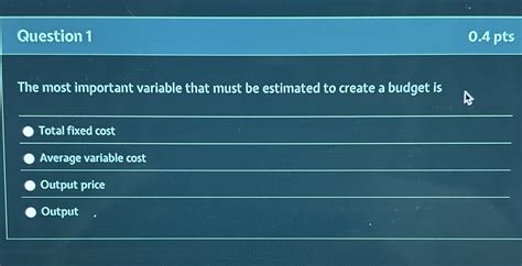 solved question 10 4 ﻿ptsthe most important variable that