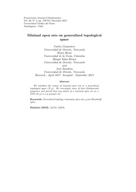 Pdf Minimal Open Sets On Generalized Topological Space