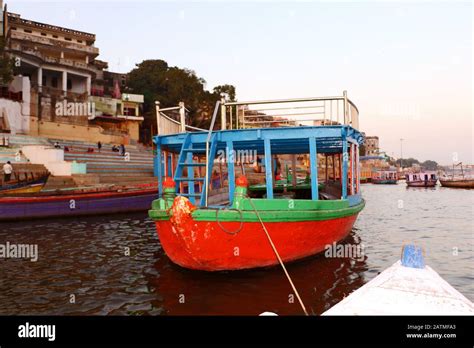 View Of Popular Assi Ghat With Several Pilgrims That Stands At The Southernmost Part Of