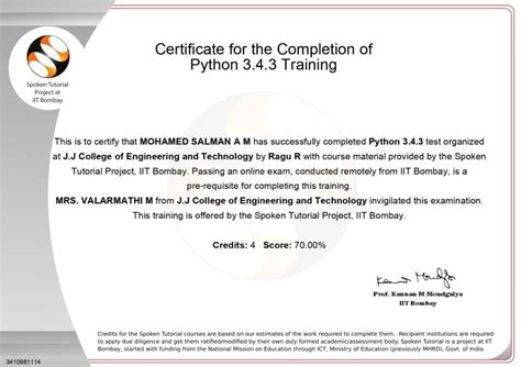 Completed Python 343 Training At Iit Bombay Mohamed Salman A M