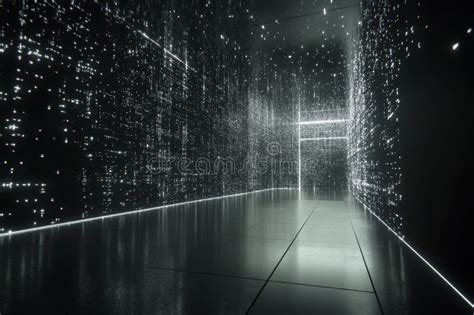 Realistic Data Flow Visualization With Dynamic Lighting In A Dark Room Setting Stock