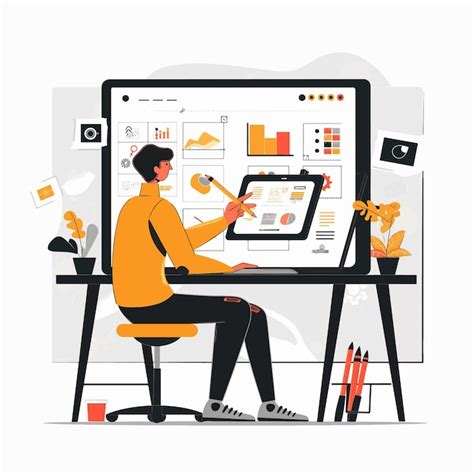 Innovative Ui Ux Designer At Work Flat Design Illustration Premium Ai Generated Vector