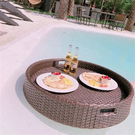 Multy Shape Floating Breakfast Rattan Table Floating Breakfast
