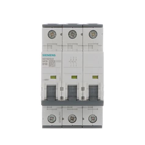 Siemens - 5SY4310-8 - Circuit Breaker, Supplementary, 3-P, 10A, D Curve ...