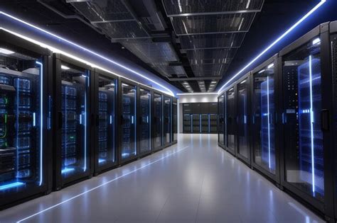 Premium Ai Image A Modern Data Center Featuring Multiple Servers Each Equipped With Glowing