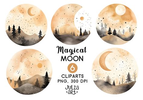 Moon Png Watercolor Moon Clipart Graphic By Julzaart · Creative Fabrica