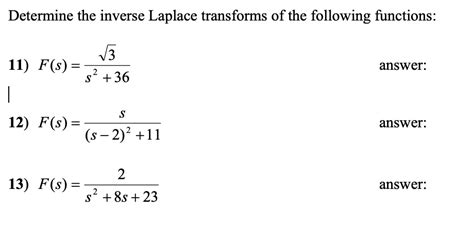 Solved Determine The Inverse Laplace Transforms Of The