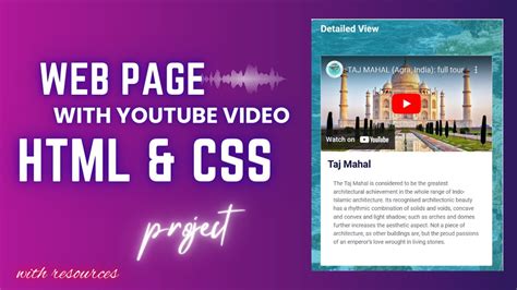 Website Project YouTube Video In Web Page Static Website Real Time Project YouTube