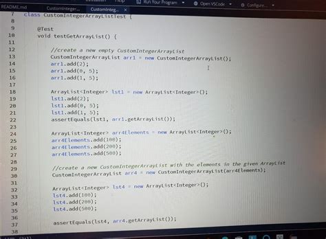 Solved Atest Void Testremoveint Customintegerarraylist