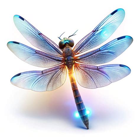 Floating Glowing Dragonfly With Rotating Wing Effects Stock Illustration Illustration Of