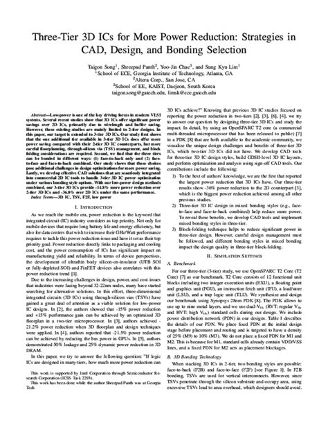 Pdf Three Tier 3d Ics For More Power Reduction Strategies In Cad Design And Bonding Selection