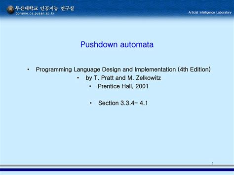 Pushdown Automata Programming Language Design And Implementation 4th