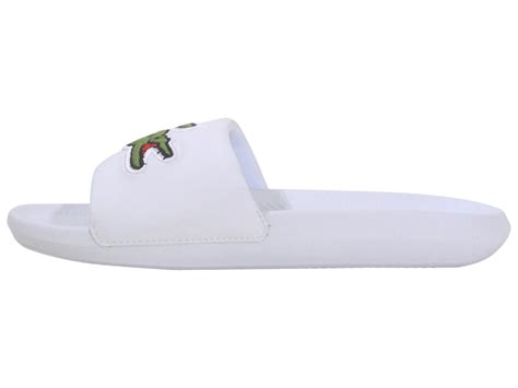 Lacoste Mens Croco Slide 319 4 Slides Sandals Alligator Logo White