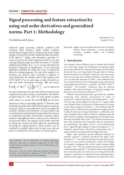 Pdf Signal Processing And Feature Extraction By Using Real Order