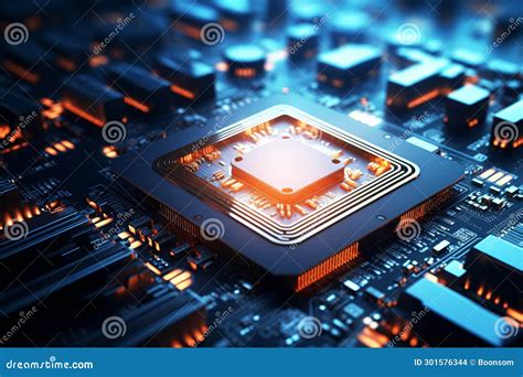 Cpu Chip On Motherboard Computer Processor Chip On A Circuit Board