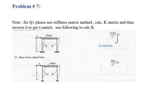 Problem Note For Q Please Use Stiffness Chegg