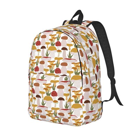 Yiaed Mushroom Print Print Laptop Backpack Travel Canvas Backpack Vintage Aesthetic Backpack For