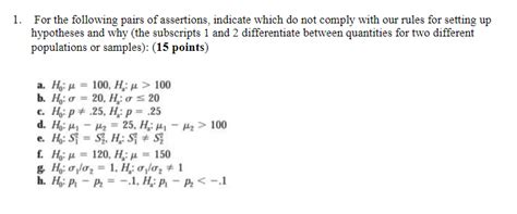solved for the following pairs of assertions indicate which