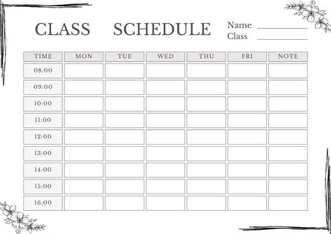 Class Schedule Planner Etsy Canada Class Schedule Class Schedule