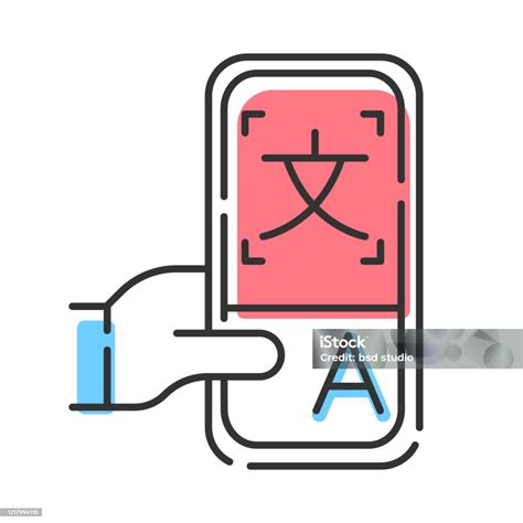 온라인 사전 응용 프로그램 색상 아이콘입니다 인스턴트 기계 번역 번역 서비스 스마트 폰 번역기 응용 프로그램 언어 학습 수단 E러닝 격리 벡터 일러스트레이션 개념에 대한