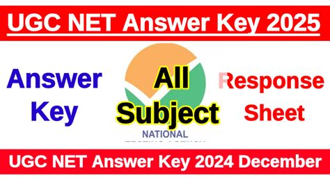 ugc net answer key 2025 release check here all subject answer key