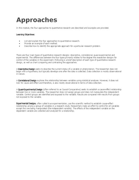 Types Of Quantitative Research Approaches In This Module The Four Approaches To Quantitative