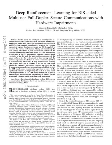 Pdf Deep Reinforcement Learning For Ris Aided Multiuser Full Duplex Secure Communications With