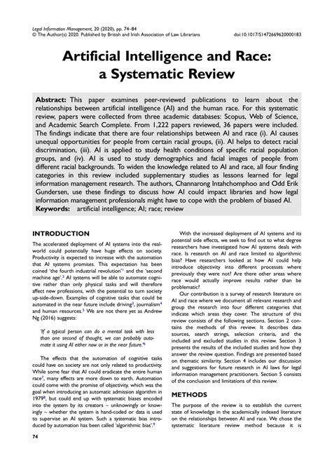 Pdf Artificial Intelligence And Race A Systematic Review
