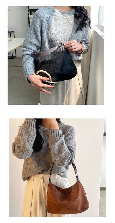 홈앤다올 스웨이드호보백 무스탕가방 세무숄더백 올드머니룩가방