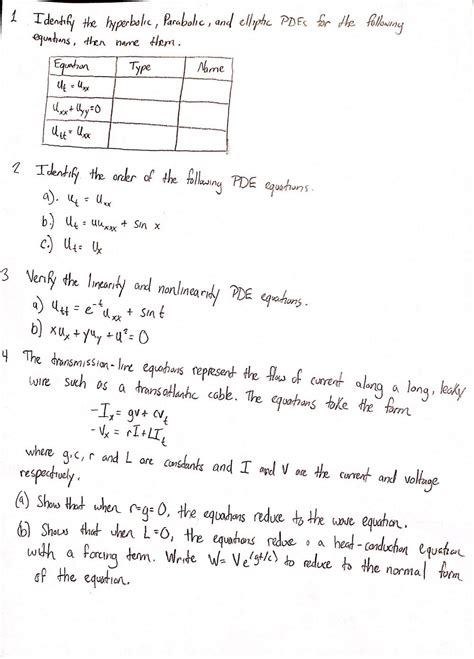 Solved 1 Identify The Hyperbolic Parabolic And Elliptic