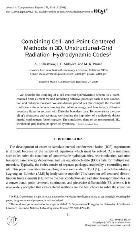 Pdf Combining Cell And Point Centered Methods In 3d Unstructured