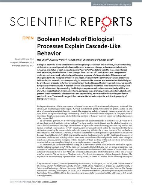 Pdf Boolean Models Of Biological Processes Explain Cascade Like Behavior