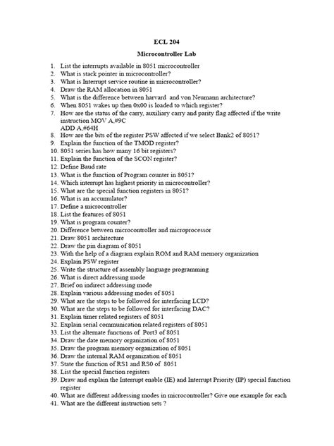 Viva Ecl204 Pdf Microcontroller Computer Science