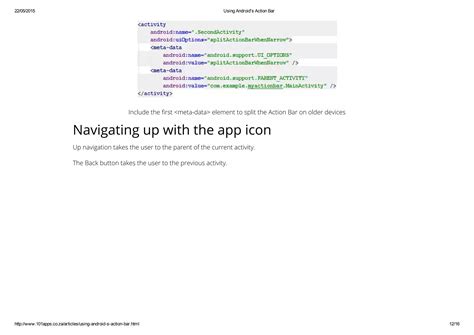 Using Androids Action Bar Pdf Operating Systems Computer